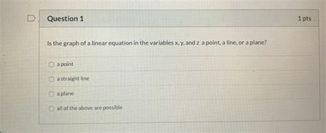 Solved D Question Pts Is The Graph Of A Linear Equation Chegg