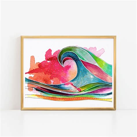 Colorful Wave Art Wave Illustration Etsy