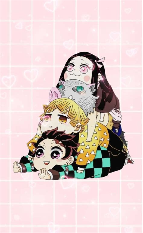 Download Cute Demon Slayer Chibi Characters Wallpaper