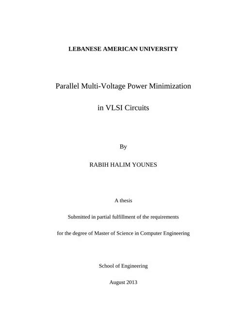 pdf parallel multi voltage power minimization in vlsi circuits · in
