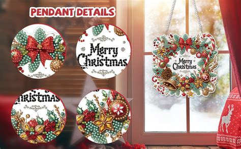 Bowetile Merry Christmas Diamond Art Hanging Wreath Kits