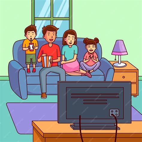 Люди смотрят фильм дома Бесплатно векторы