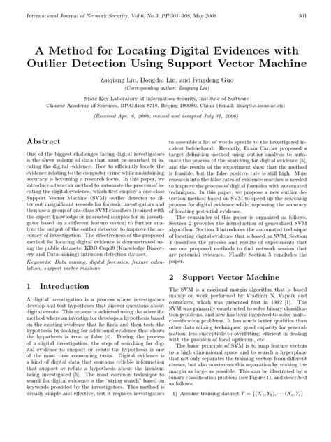 A Method For Locating Digital Evidences With Outlier Detection Using Support Vector Machine
