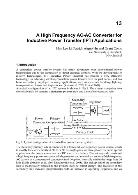 Pdf A High Frequency Ac Ac Converter For Inductive Power Transfer