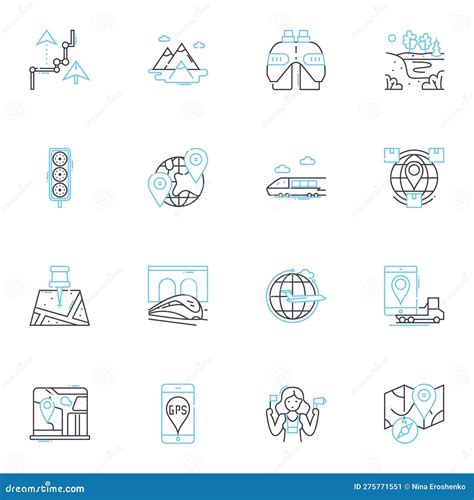 Location Tracking Linear Icons Set Geolocation Tracking Gps