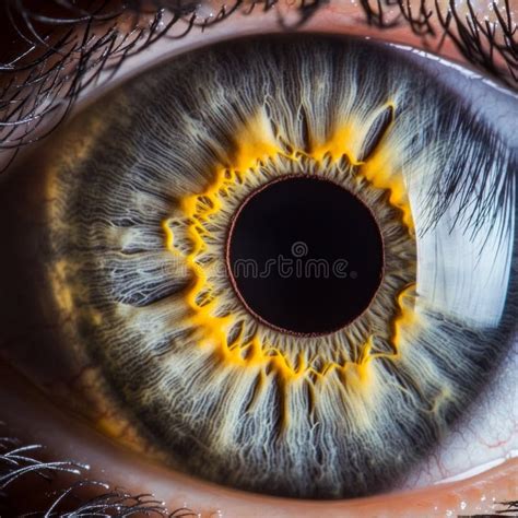 Close Up Of A Human Eye With Vibrant Iris Patterns And Details Stock