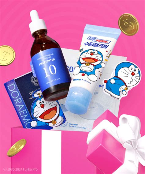 [신년박스] 💙19균일가 특가💙 수분진정 에센스 화잘먹크림 마스크팩 도라에몽 2종 굿즈 여권케이스 허브톡 에이블리