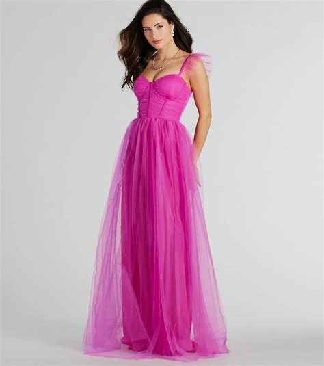 Amber Corset Ruffle A Line Tulle Formal Dress And Windsor
