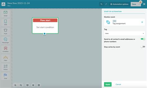 start of automation360 flow sendpulse