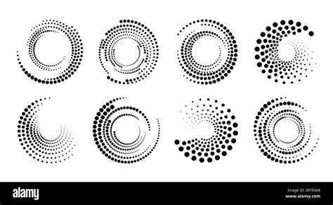 Halftone Circle Pattern Borders And Frames With Dots Graphic Design Elements Raster Effects