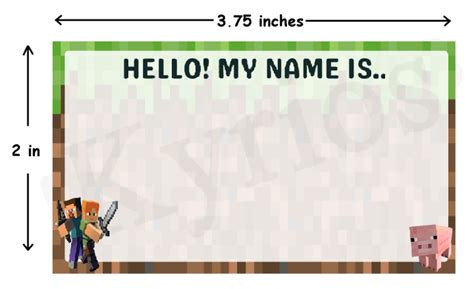 MINECRAFT Themed Sticker Name Tags For Birthday Parties Other Worksheets Library