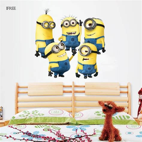 สติ๊กเกอร์การ์ตูนมินเนี่ยน Diy กันน้ําสําหรับติดตกแต่งผนังบ้านรถยนต์