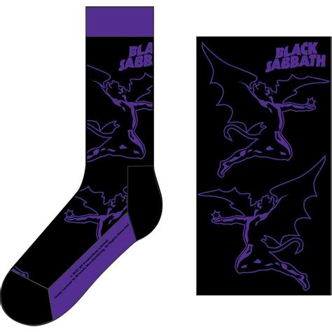 Black Sabbath Crew Socks Fits Sizes 7 To 11 Logo And Daemon Repeat