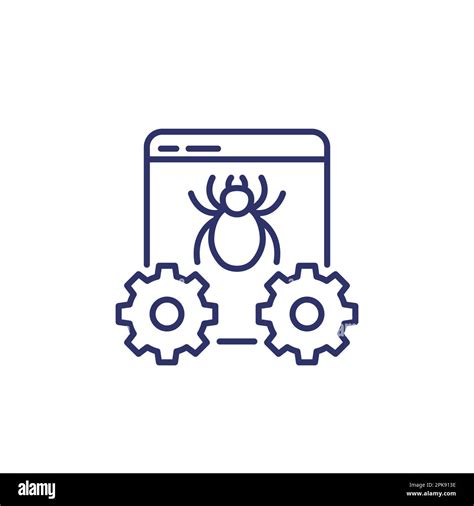 Computer Bug Line Icon On White Stock Vector Image Art Alamy