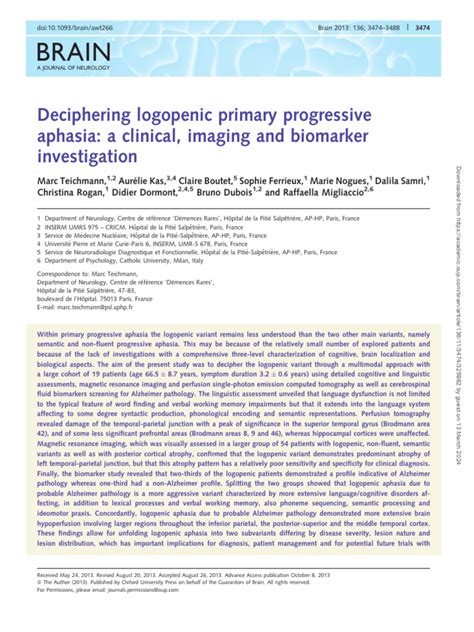 Deciphering Logopenic Primary Progressive Pdf Aphasia Alzheimers Disease