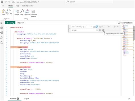 power bi desktop で表形式モデル定義言語 tmdl ビューを使用する プレビュー power bi