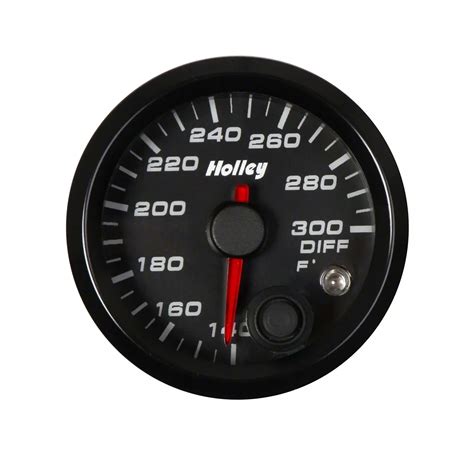 Holley Performance Tacoma 2 1 16 Inch Analog Style Differential Temperature Gauge Black 26 607