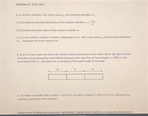 1 A Random Variable R Has Mean Value μr And Standard