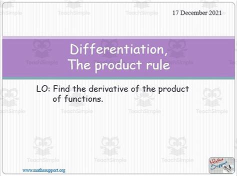 Differentiation The Product Rule By Teach Simple
