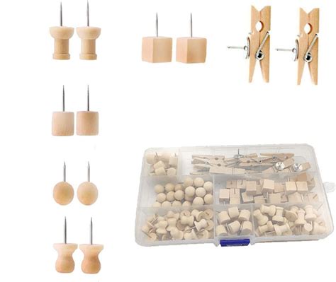 Wood Push Pins Walnut Pushpin Round Head With Wood Clip Wood Needle