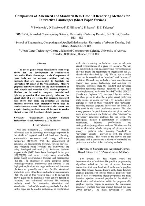 Pdf Comparison Of Advanced And Standard Real Time 3d Rendering Methods For Interactive