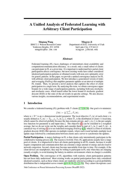 22 nips a unified analysis of federated learning with arbitrary client