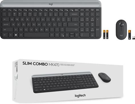Logitech Mk470 Slim Wireless Keyboard And Mouse Combo Modern Compact Layout Ultra Quiet 2 4