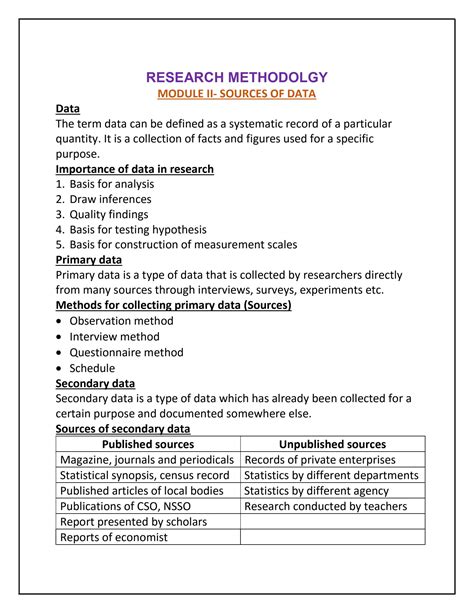 SOLUTION Research Methodology Module Ii Sources Of Data Studypool