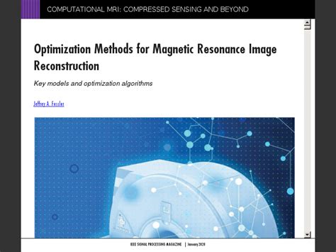 Ieee Signal Processing Magazine January 2020optimization Methods For