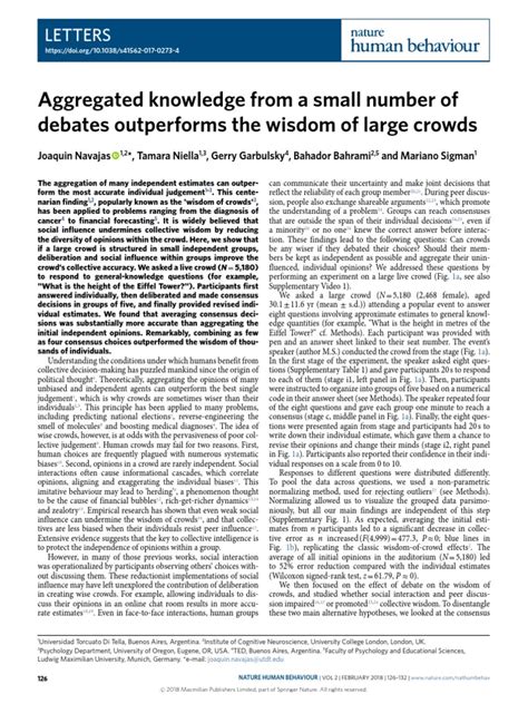 joaquin navajas et al aggregated knowledge from a small number of