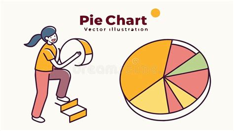 Woman With Pie Chart Data Presentation Graph Illustration