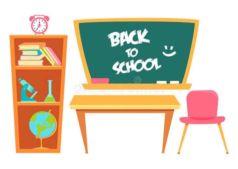 Classroom Objects Flat Vector Illustration Om White Isolated Background Back To School Concept