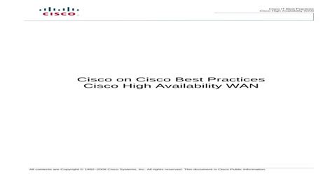 Pdf Cisco On Cisco Best Practices Cisco High Availability Wan · Cisco Employees And