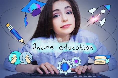 Woman Typing On Laptop Cyber Security Interface Stock Image Image Of