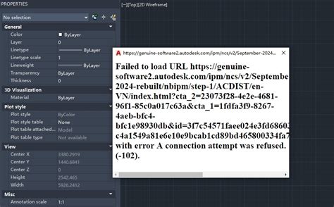 autocad 2020 failed to load url genuine with error a connection attempt