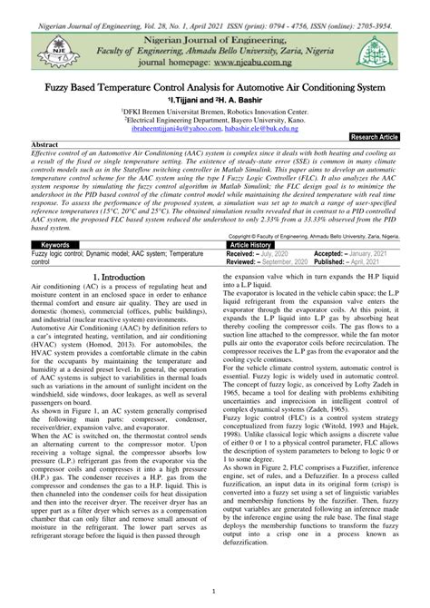 Pdf Fuzzy Based Temperature Control Analysis For Automotive Air