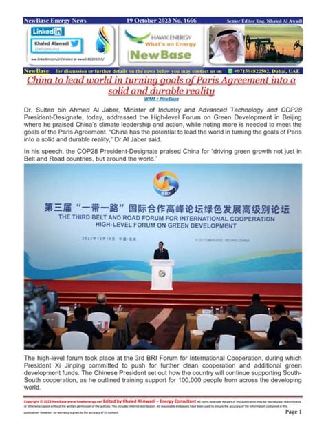 Newbase 19 October 2023 Energy News Issue 1666 By Khaled Al Awadi