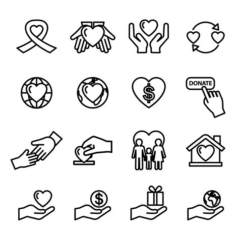 Premium Vector Charity And Donation Icon Set