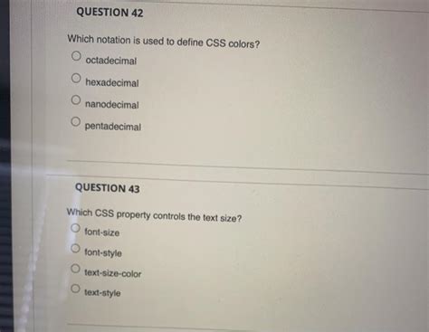 Solved Question 42 Which Notation Is Used To Define Css