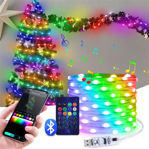 5m 10m 20m Usb Led Copper Wire String Lights Usb Dream Color Fairy Lights Bluetooth Colorful