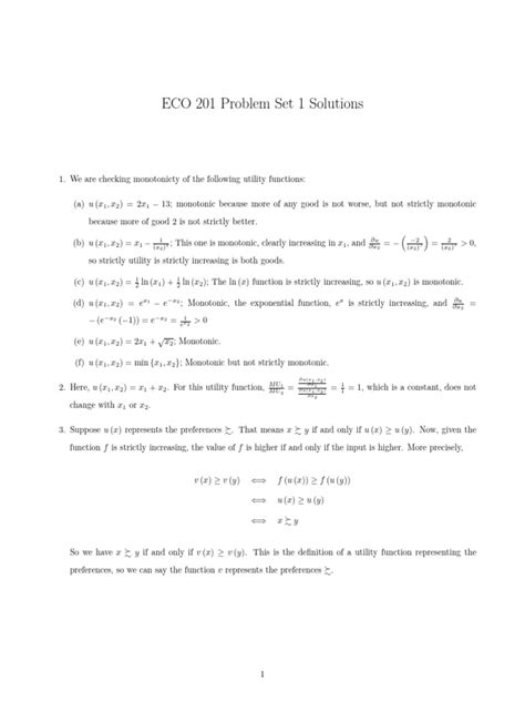 problem set 1 solutions pdf utility monotonic function