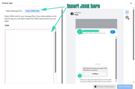 get the json code for facebook ads chatbot builder ai