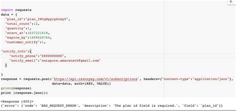 Unable To Create Subcriptions · Issue 155 · Razorpayrazorpay Python