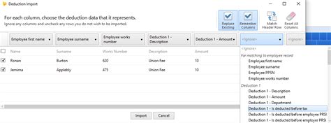 importing deductions using csv file brightpay documentation