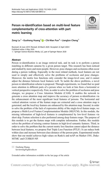Person Re Identification Based On Multi Level Feature Complementarity Of Cross Attention With