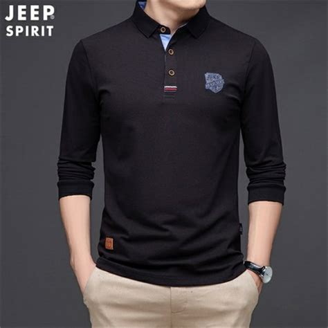 Jeep Spirit 남성 봄 가을 긴 소매 폴 티셔츠 비즈니스 면스판 카라 티셔츠 9001a 티몬