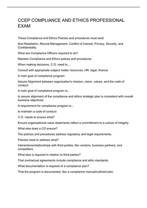 Ccep Compliance And Ethics Professional Exam Ccep Stuvia Us