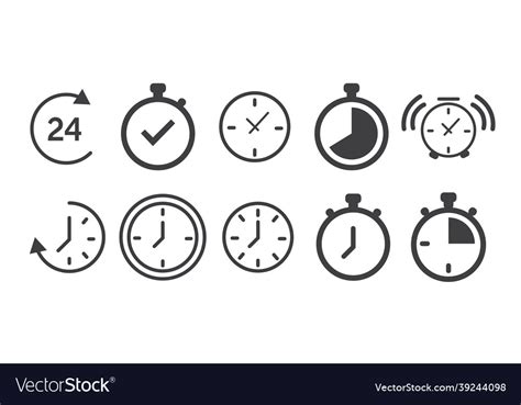 Isolated Time And Clock Line Icons Royalty Free Vector Image