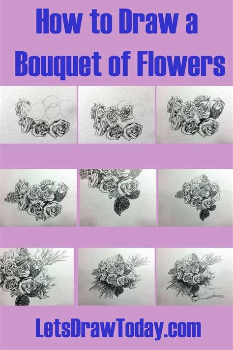 How To Draw A Bouquet Of Flowers Flower Drawing Flowers Bouquet Drawings