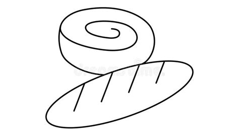 Animated Black Linear Bread And Roll Is Drawn Line Symbol Of Bakery